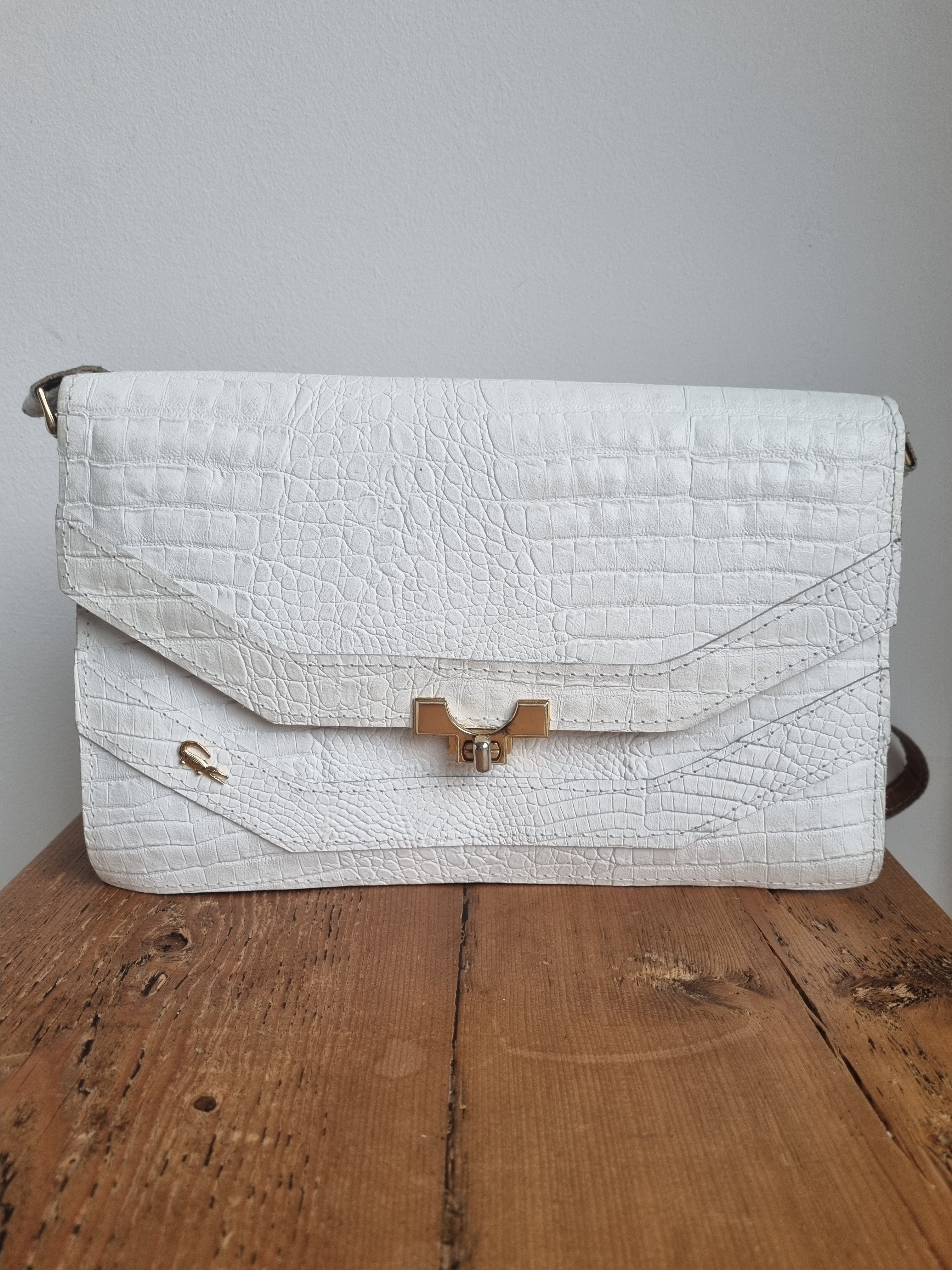 Vintage Medium Satchel White Croc Leather Bag – Modern Vintage
